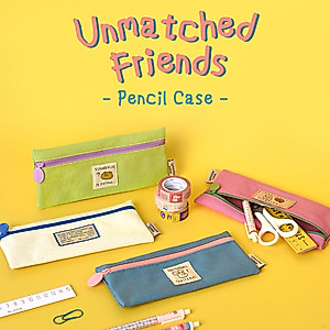Monolike Unmatched friends Pen Case, Ivory - Pencil Pouch, Portable Pencil Bag, Pencil Case, Office Pouch case