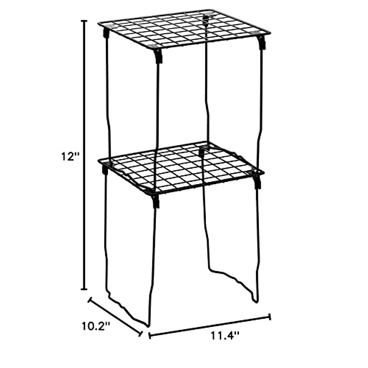 LockerMate Stac-A-Shelf Locker Organizer Shelf, Stackable, Extra Tall, Fits Standard Size School Lockers, Black