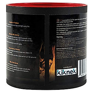 Fireflame Quick Instant Fire Starter - 100% Waterproof All-Purpose Indoor & Outdoor Firestarter, for Charcoal Starter, Campfire, Fireplace, BBQ - Odorless and Non-Toxic - 60 Pouches in Canister