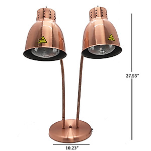 KOUWO Dual Bulbs Food Heat Lamp 500W Food Warmer Light Adjustable Copper Heating Lamps for Buffet Restaurant Kitchen Parties Freestanding (Dual Bulbs(110V))