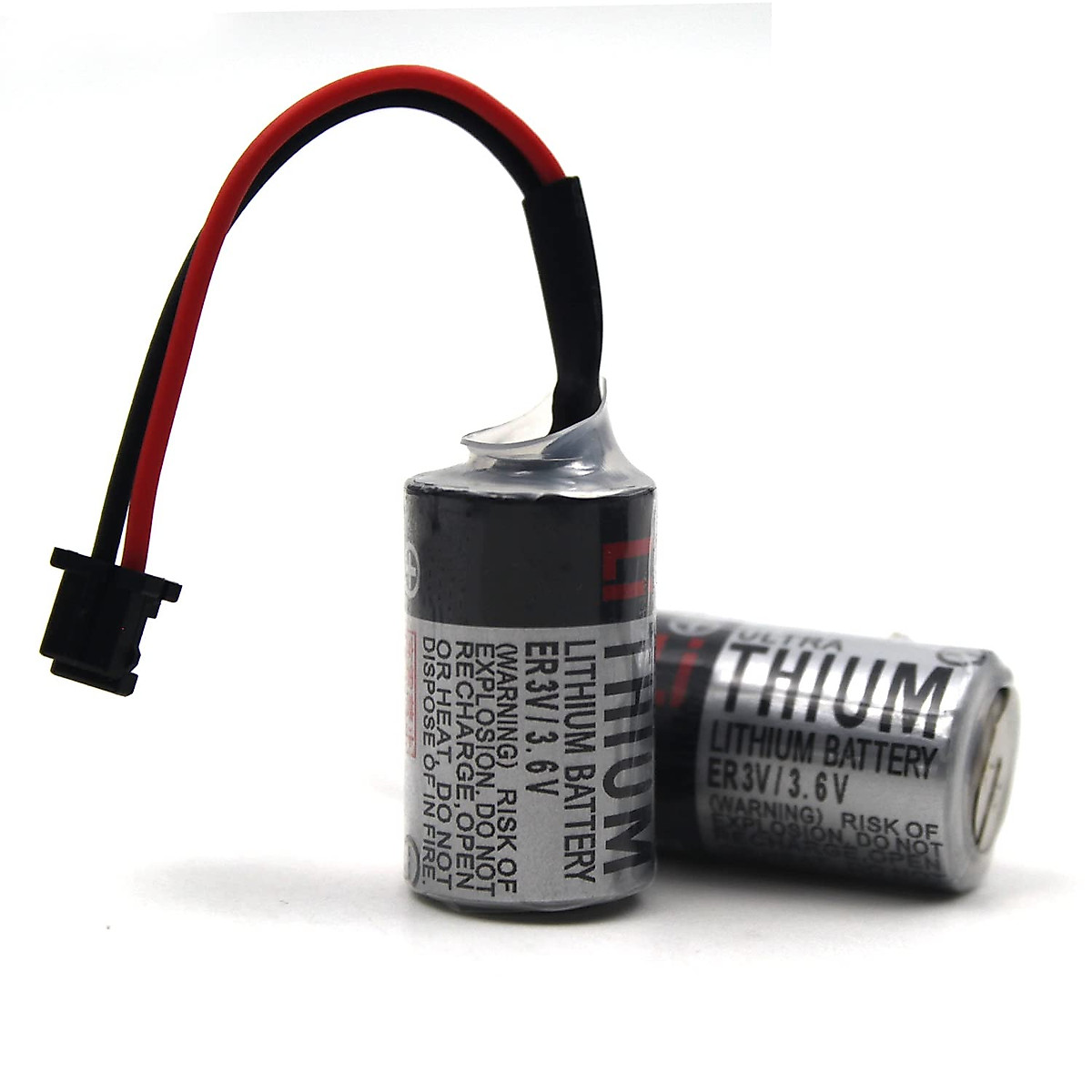 (5-Pack) 3.6V 1200mAh PLC Lithium Battery Compatible with Toshiba ER3V JZSP-BA01 R88A-BAT02W(2 Pin Black Connector)