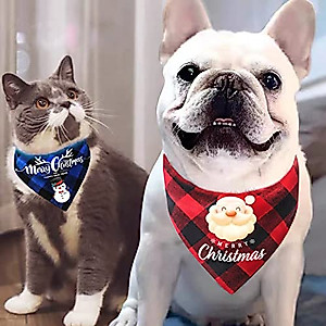 IDOLPET Dog Christmas Outfit Bandanas Hat Classic Plaid Pet Dog Christmas New Year Holiday Bandana Scarf Triangle Bibs Kerchief Costume Accessories for Small Medium Large Dogs Cats Pets (Red)…