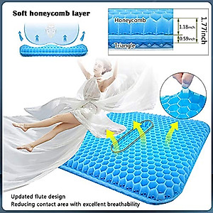 Cushion Lab Patented Gel Seat Cushion, Cooling seat Cushion Thick Big Breathable Honeycomb Design, Double Layer Egg Gel Cushion for Pain Relief, Seat Cushion for The Car,Office,Wheelchair