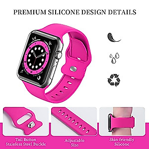 Upgrade Bands Compatible with Apple Watch Band 42mm 44mm 45mm for Women Men-Soft Silicone Replacement Sport Watch Strap for iWatch SE Series 7 6 5 4 3 2 1-Wristband