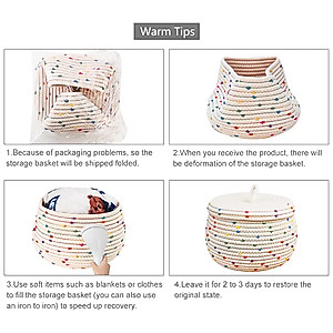 BOOMLATU Weave Rope Round Storage Basket with Lid,Cute Small Basket Idea for Organizing and Storing (Style 8)