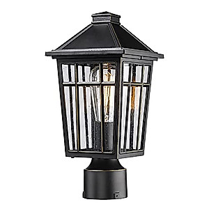 Darkaway Post Lights Outdoor Lamp Post Light Fixture Outdoor Lighting, Light Posts for Outside with Seeded Glass Aluminum Housing for Outdoor Garden, Patio Post Base/Pole Mount