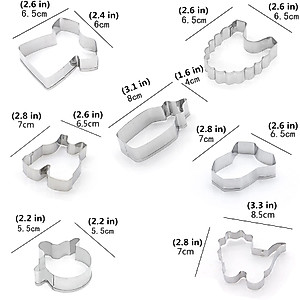  Baby Shower Series Cookie Cutters Set of 7 pcs, Stainless Steel Fondant Cutter Molds Baking DIY