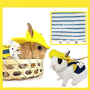 Guinea Pig Clothes,Soft Bunny Ferret Clothes with Pet Rabbit Harness and Leash Mini Hat Bag Cute Brooch for Kitten Small Animal Collars