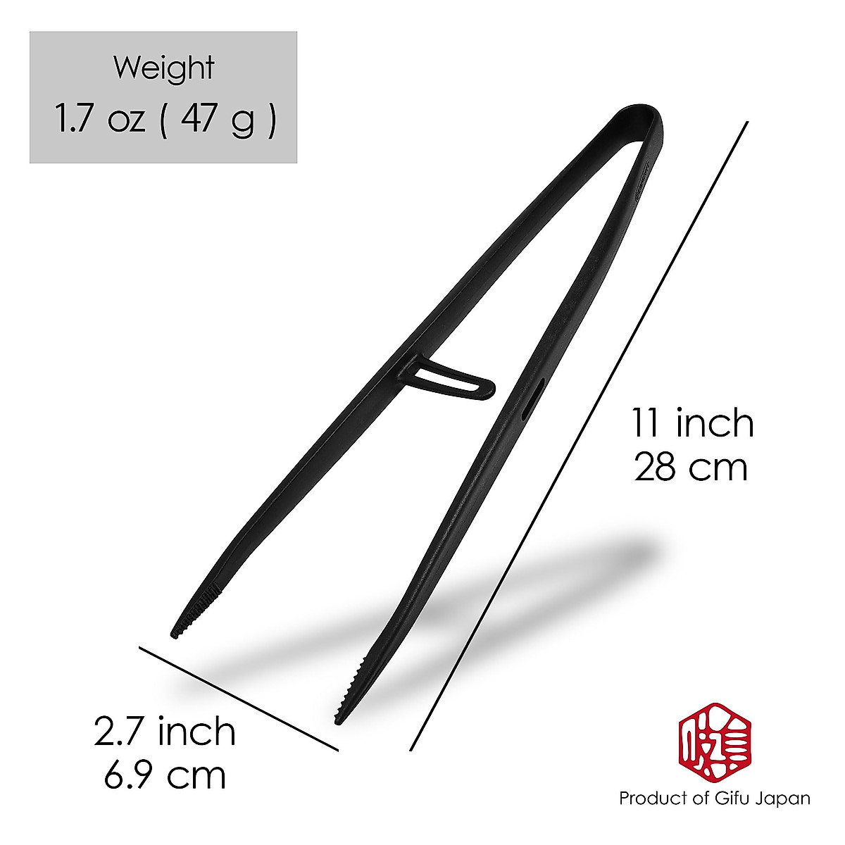 Seki Japan Heat Resistant Locking Nylon Kitchen Chopstick Tongs, Long Grip, Kitchen Utensils, Dishwasher Safe