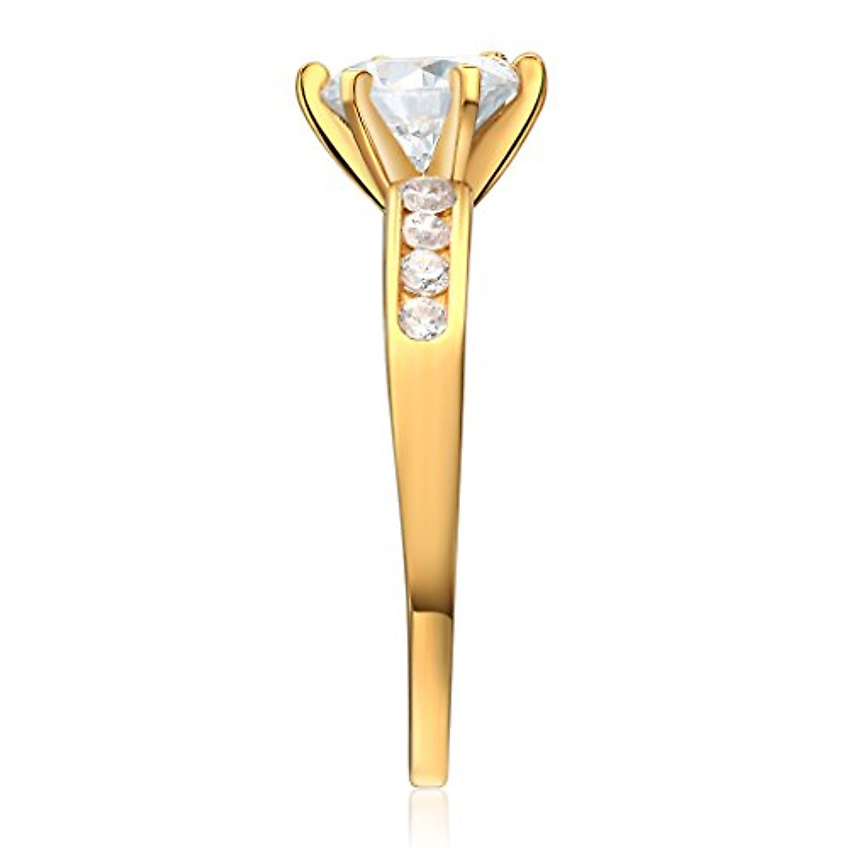 14k Yellow Gold Solid Wedding Engagement Ring and Wedding Band 2 Piece Set - Size 8