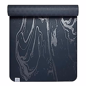 Gaiam Dry-Grip Yoga Mat - 5mm Thick Non-Slip Exercise & Fitness Mat for Standard or Hot Yoga, Pilates and Floor Workouts - Cushioned Support, Non-Slip Coat - 68 x 24 Inches - Marbled