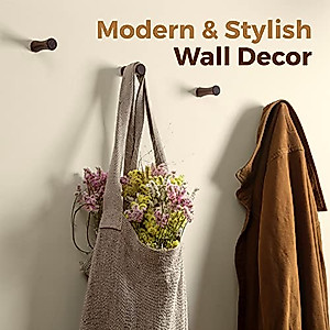 AFOOGA Hat Hooks for Wall Wood Wall Hooks - 4 Pack Wooden Wall Hooks for Hats - Wood Hooks Wall Mounted - Wall Coat Hooks - Wood Hooks for Hanging - Small Decorative Wall Hooks (Natural Walnut)