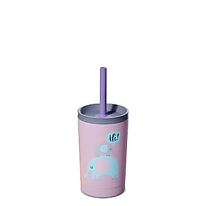 asobu Stainless Steel Kids Tumbler with Flexible Straw Lid | Insulated Water Bottle | Reusable Travel Cup 12 Ounce (Pink)