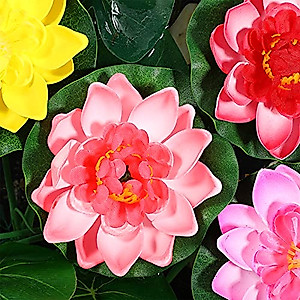 SEWACC Artificial Floating Lotus Flower Water Lily Pads EVA Lotus Flower Water Lily Pads Leaves 5pcs for Home Garden Pond Decoration