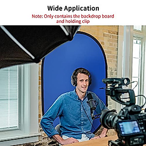 Selens 5x6.6ft Blue Grey Backdrop for Photography, 2-in-1 Pop Up Collapsible Photo Background with Clip and Carry Case for YouTube Videos Studio Props