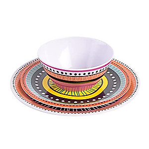 Gibson Home Almira Melamine Dinnerware, Assorted, Service for Four (12pcs)