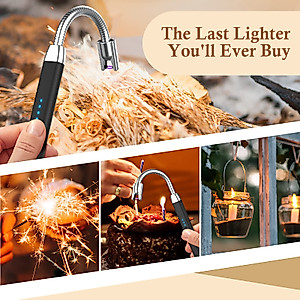 Upgraded Electric Candle Lighters LED Light Gifts for Women - Valentines Day Gifts for Her Him Arc Lighter Rechargeable Flameless Windproof Plasma Lighters for Grill Birthday Gift Ideas for Adult Wife