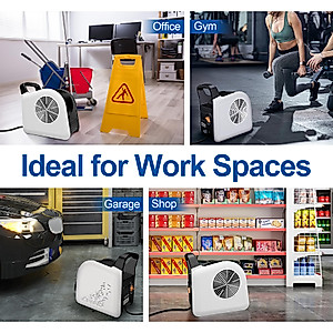 LZLXXLZL Air Mover Blower Fan - Utility Fan 3 Speeds, 2 AC Outlets, Reset and Circuit Breaker, Carpet Dryer for Garage, Gym, Shop, Kitchen - Ventilating, Cooling and Drying, 12", White