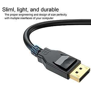 UVI2 8K DisplayPort to DisplayPort 1.4 Cable, VESA Certified Display Port Cable 6ft, DP to DP Cable Cord Support [1440P@144Hz, 1080P@240Hz, 4K@120Hz, 8K@60Hz] & HDR