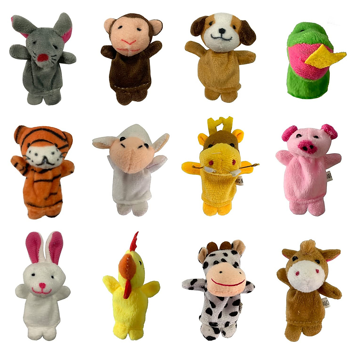 12 Pack Easter Eggs Filled with Animal Finger Puppets, Easter Basket Stuffers Surprise Easter Gifts Prefilled Mini Finger Plush Toys Hunt Party Favors for Kids