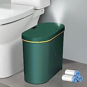 aDeerElf Automatic Trash Can with Essential Oil Diffuser,4 Gallon Bathroom Trash Cans with Lids,Touchless Trash Can Bedroom,Small Smart Trash Cans Motion Sensor Green
