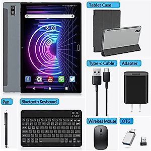 Android 11.0 Tablet 10 in,2 in 1 Tablet PC,4GB RAM 64GB ROM 256GB Expandable,Wi-Fi, Octa-Core Processor Google Certified Tablet with Keyboard 13 MP Camera 4G Cellular Dual Sim Tablet