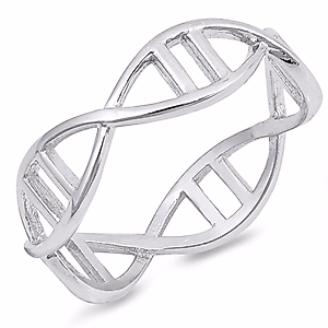 CloseoutWarehouse 925 Sterling Silver DNA Design Ring Size 7