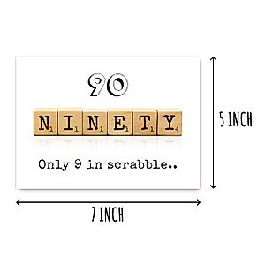 Scrabble 90Th Decade Birthday Card - 90 Its Only 9 In Scrabble - Birthday Greeting Card - Funny Greeting Card - Meaningful Greeting Cards.