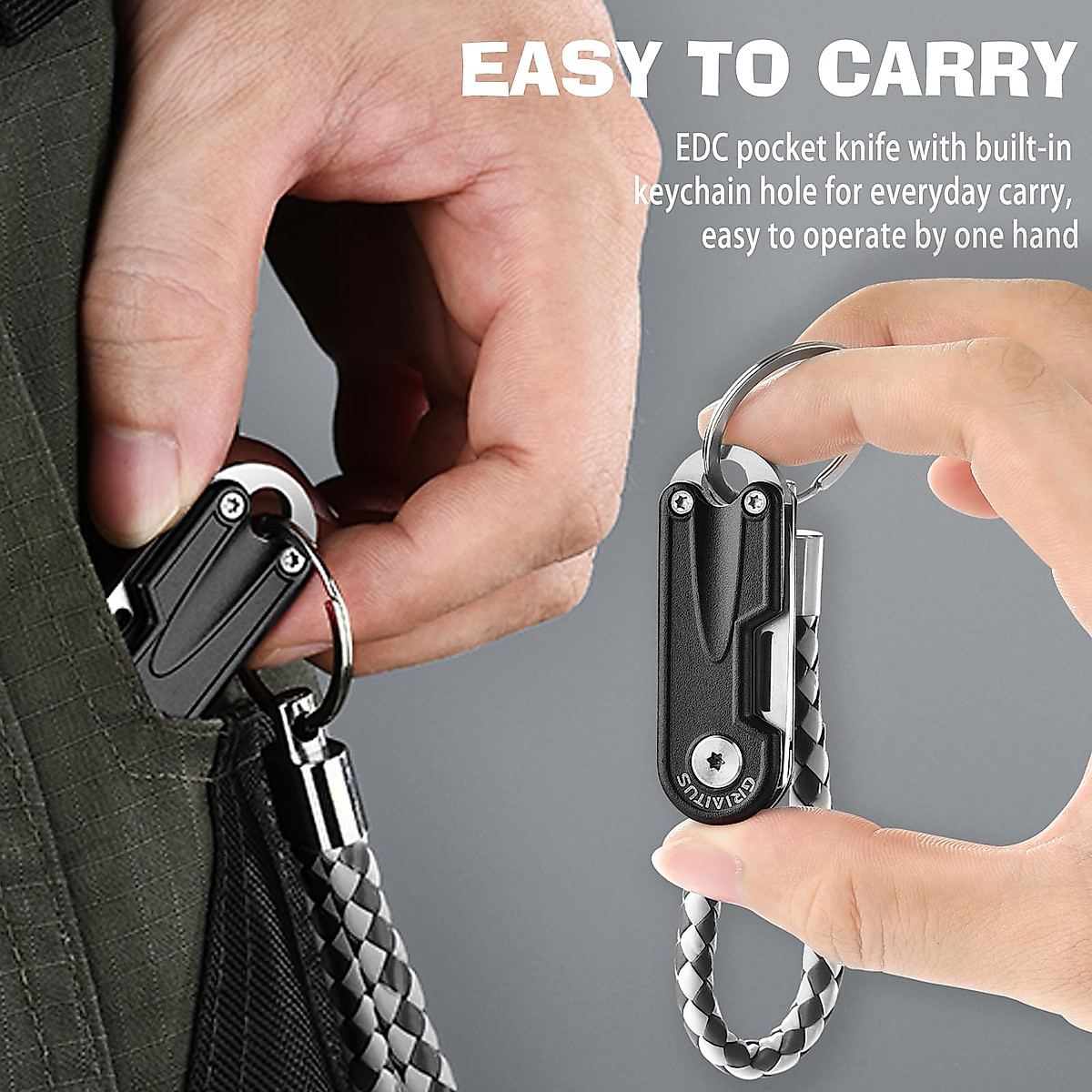 Multitool Pocket Knife, EDC Folding Knives, Small Pocket Knives with Bottle Opener Mini Pry Tool, Gifts for Men Dad Everyday Carry Keychain (black)