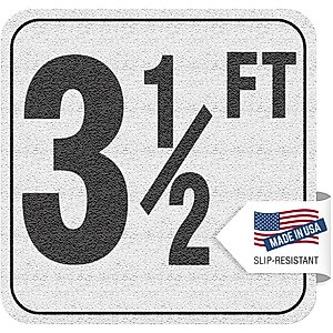 Aquatic Custom Tile, 3 1/2FT Pool Depth Markers, 6x6 Inches Vinyl Pool Stickers, Swimming Pool Number Markers, Pool Safety Signage, Adhesive Pool Depth Markers Stickers for Decks, Made in USA