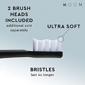 MOON Sonic Electric Toothbrush for Adults, 5 Smart Modes to Clean, Whiten, Massage and Polish Teeth, Rechargeable with Travel Case and 2 Toothbrush Heads, Black