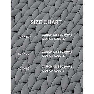 YnM Chunky Throw Blanket, Medium-Weight, Hand Knitted, Skin Friendly, Ventilated and Breathable, Machine Washable, Home Décor Piece for Couch, Sofa and Bed (Lunar Grey, 40x50 Inch)