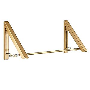 AGGJ Clothes Hanger Indoor Rack Folding Racks Laundry Clothes Hanger Wall Mounted Clothes Drying Rack Home Storage Living Room Rack (Color : Gold, Size : 40x32.5cm)