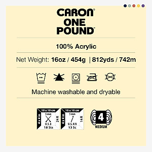 Caron One Pound Solids Yarn, 16oz, Gauge 4 Medium, 100% Acrylic - Cape Cod Blue- For Crochet, Knitting & Crafting ( 1 Piece )