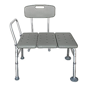 Winado Tub Transfer Bench for Bathtub with Backrest & Armrest, Supports up to 330 lbs Aluminium Alloy Bath Chair, Gray