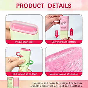 Multi-Use Makeup Blush Stick,Cream Blush Stick,Waterproof Natural Nude,Monochromatic Blush Beauty Wand for Cheek and Lip Tint(Shy Pink)