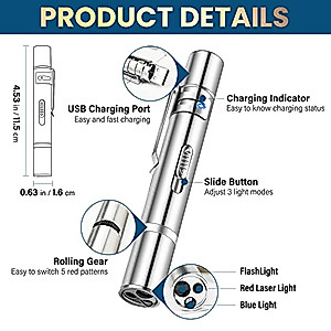 Cutomo Red Laser Pointer for Cats to Play, USB Rechargeable Laser Pointer Cat Toy Red Dot Laser Light for Cats, Cat Toys Interactive for Indoor Cats, Cat Laser Toy for Indoor Cats to Chase