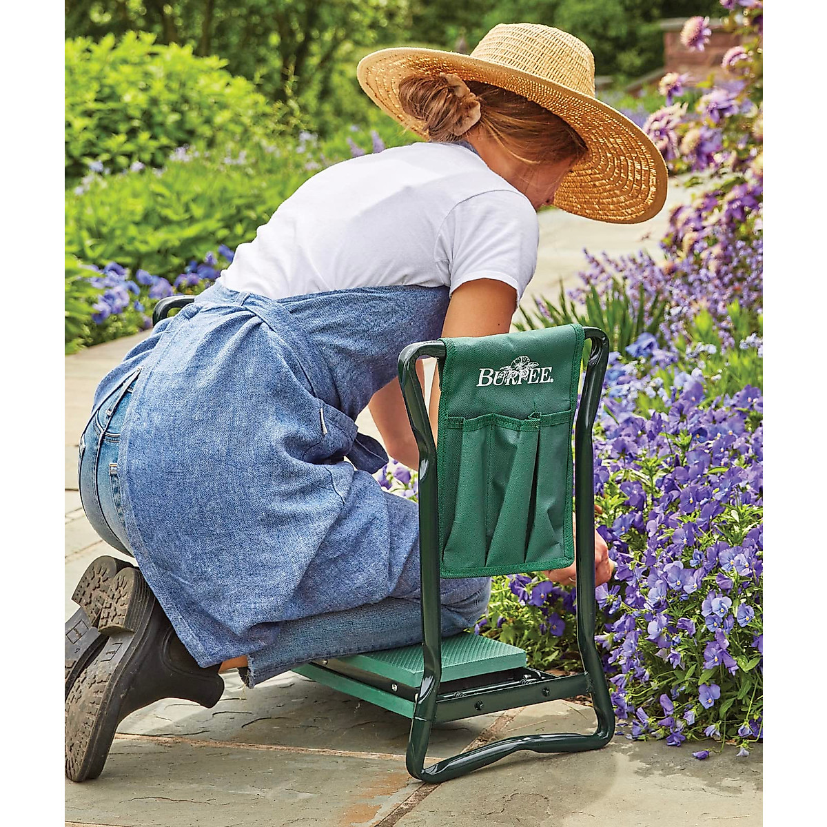 Burpee 92314 Garden Kneeler with Cushion Seat Easy to Store-Portable Outdoor Bench Foldable and Light Weight, Green