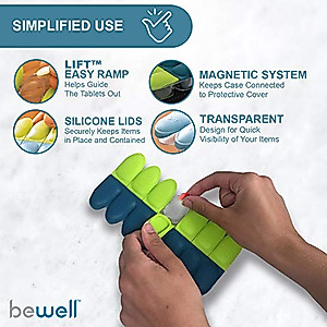 Lewis N. Clark Magnetic Folding Pill Organizer Supplement Case for OTC Medicine, Prescription Vitamins - 14 Slots, Gray/Black (B779)