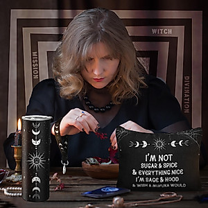 Tioncy Moon Phase Witch Gifts Christmas Goth Moon Tumbler with Lid and Straw Witch Makeup Bag Moon Phase Keychain Witch Stuff for Xmas Witchcraft Women Female Friends Birthday I'm Not Sugar Spice