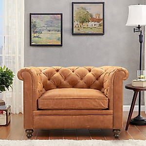 POLY & BARK Lyon Lounge Chair in Full-Grain Pure-Aniline Italian Leather in Cognac Tan