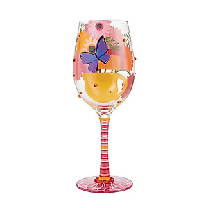 Enesco Designs by Lolita Best Sister Ever Hand-Painted Artisan Wine Glass, 15 Ounce, Multicolor