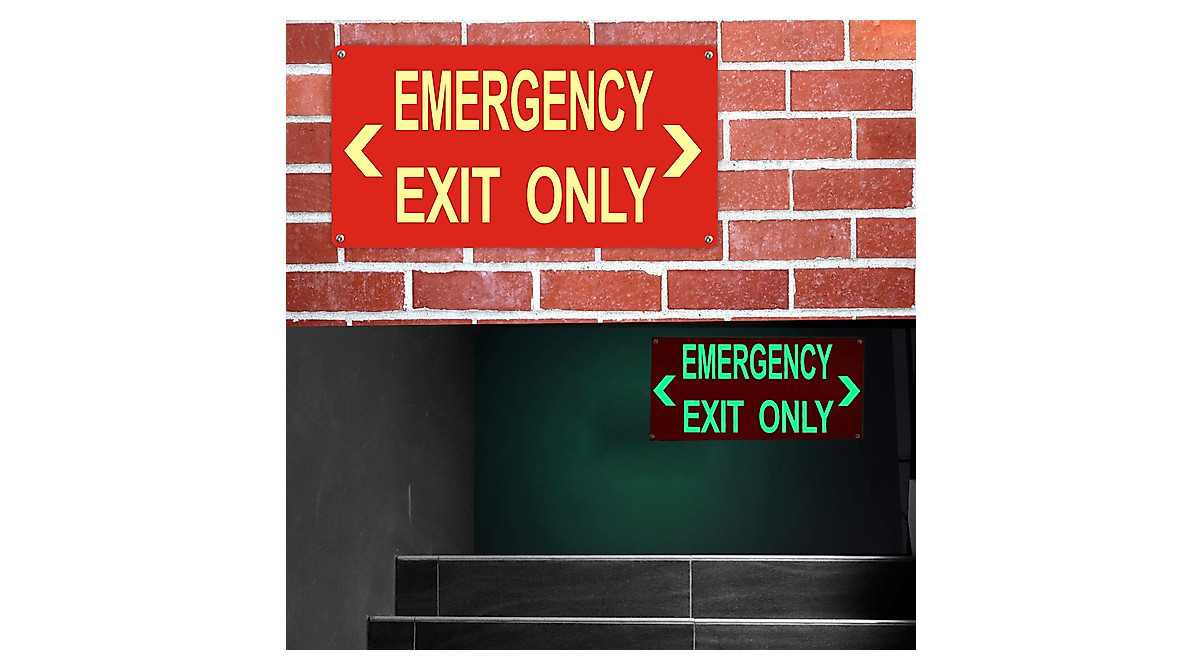 Photoluminescent Exit Sign - 2Pack Red Glow In Dark
