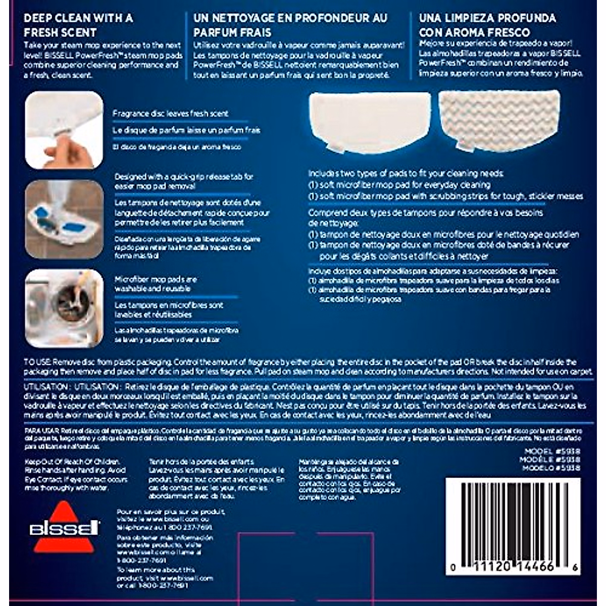 BISSELL PowerFresh Steam Mop Pads (2 pk) with Fragrance discs (4 ct), 5938