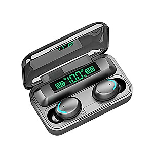 VOLTSTECH TWS Wireless F9-5 Earphone Bluetooth 5.1 Earphones HiFi Stereo Headset Noise-Cancelling Touch Control Mini Earbuds Headphones Built-in HD Mic with Charging Case, Black