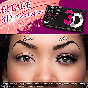 Eliace Fluffy Eyelashes 3D Mink Lashes Cat Eyes 15 Mixed Styles 15 Pairs Reusable Soft Fake Eyelashes Volume Strip Lashes Natural Look Wispies & Big False Eyelashes Pack - with False Lashes Tweezers