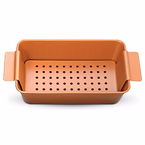 Meatloaf Pan professional Healthy Non-Stick Copper Coating 2-Piece With Removable Tray Drains