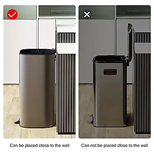 Pouseayar 13 Gallon Stainless Steel Trash Can, Silver Gray, 12.2"L x 17.7"W x 24.8"H