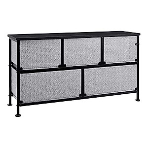 Amazon Basics Extra Wide Fabric 5-Drawer Storage Organizer Unit for Closet, Black