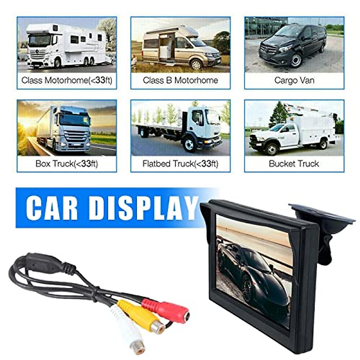 4.3 Inch Car Monitor Tft LCD Digital 16:9 800 * 480 Screen 2 Way Video Input Colorful for Reverse Rear View Camera DVD Vcd P8l2